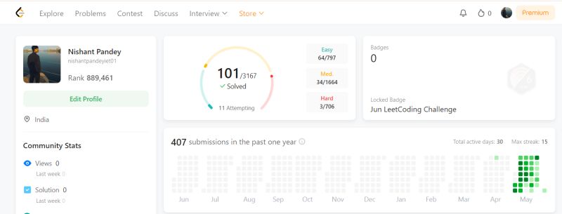 I solved 101 problems on LeetCode! | Nishant Pandey posted on the topic ... I solved 101 problems on LeetCode! | Nishant Pandey posted on the topic ...
