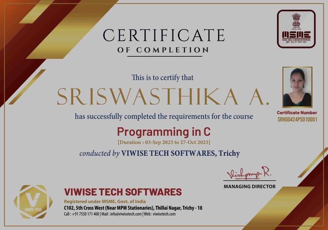 SRISWASTHIKA A on LinkedIn: #cprogramming #programming #coding # ... SRISWASTHIKA A on LinkedIn: #cprogramming #programming #coding # ...