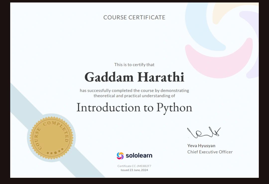 Harathi Gaddam on LinkedIn: #python #sololearn Harathi Gaddam on LinkedIn: #python #sololearn