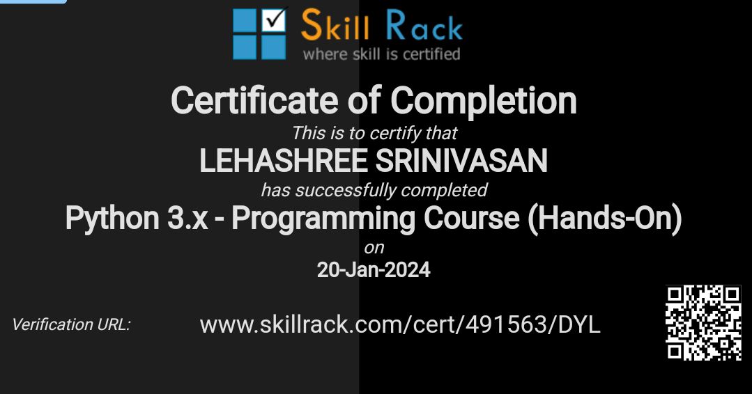 LEHASHREE SRINIVASAN on LinkedIn: #skillrack LEHASHREE SRINIVASAN on LinkedIn: #skillrack