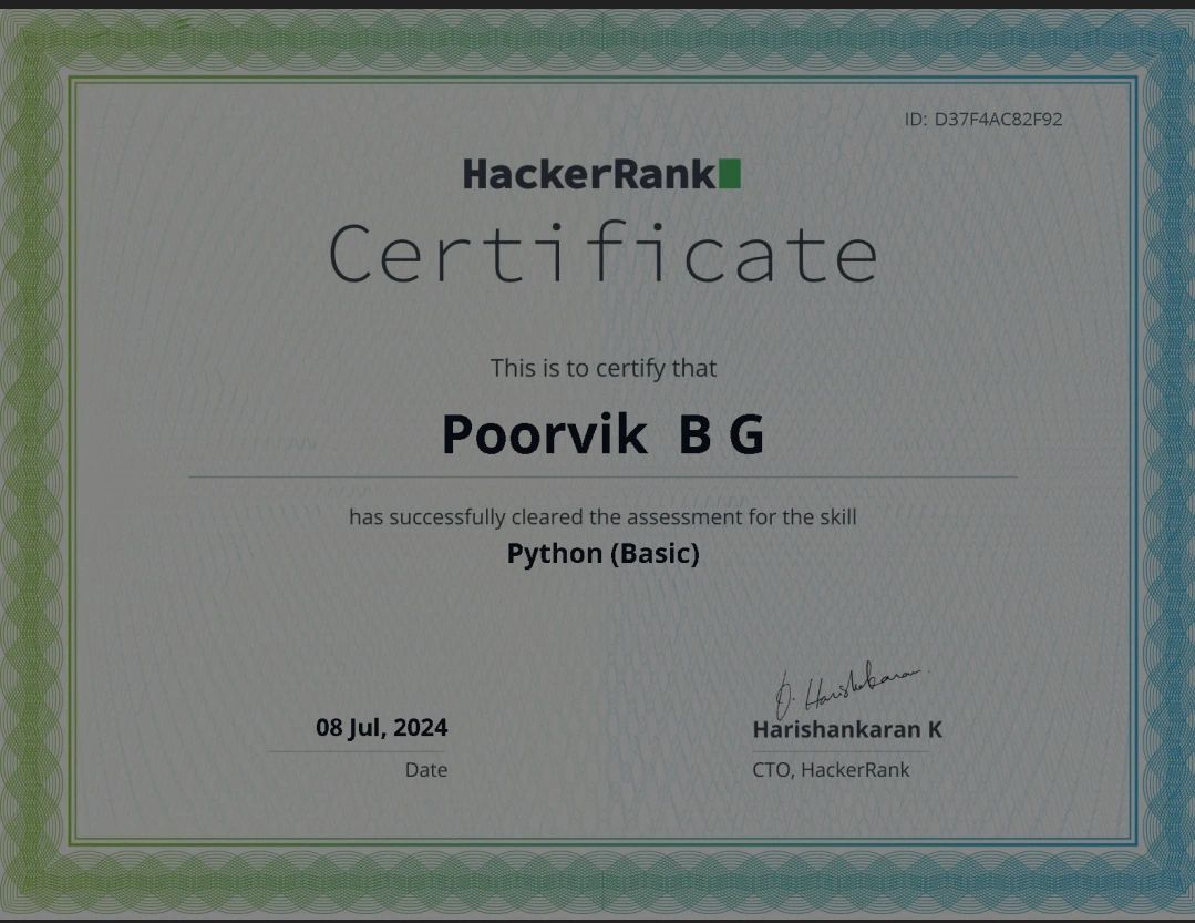 Poorvik BG on LinkedIn: #python #programming #hackerrank # ... Poorvik BG on LinkedIn: #python #programming #hackerrank # ...