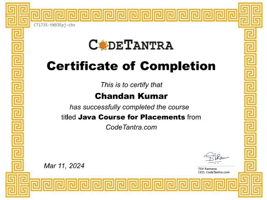Chandan Kumar on LinkedIn: #java #codetantra Chandan Kumar on LinkedIn: #java #codetantra
