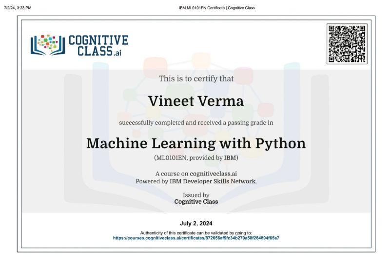 Vineet Verma on LinkedIn: #machinelearning #python #al #datascience #ibm Vineet Verma on LinkedIn: #machinelearning #python #al #datascience #ibm