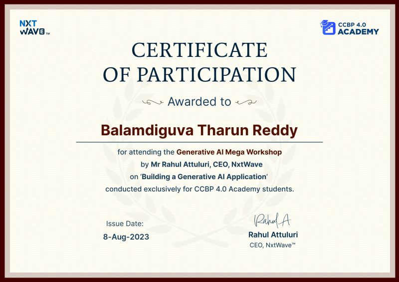 Tharun Reddy Balamdiguva on LinkedIn: #rahulattuluri #ai #nxtwave # ... Tharun Reddy Balamdiguva on LinkedIn: #rahulattuluri #ai #nxtwave # ...