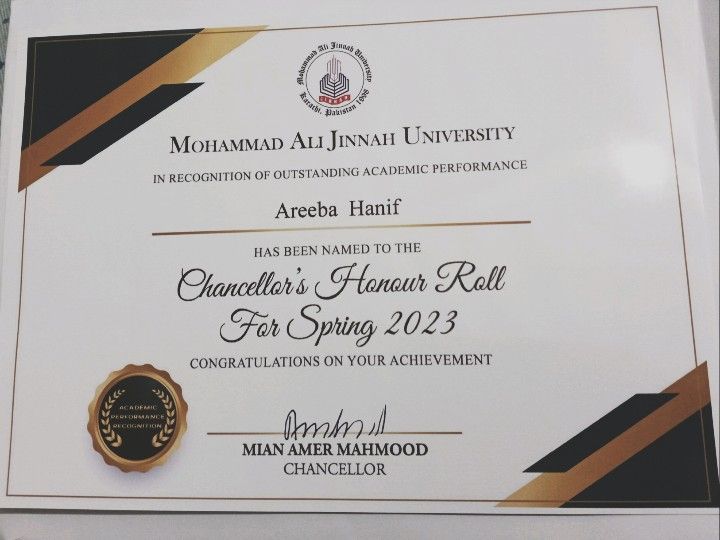Areeba Hanif on LinkedIn: #chancellorslist #academicachievement # ... Areeba Hanif on LinkedIn: #chancellorslist #academicachievement # ...
