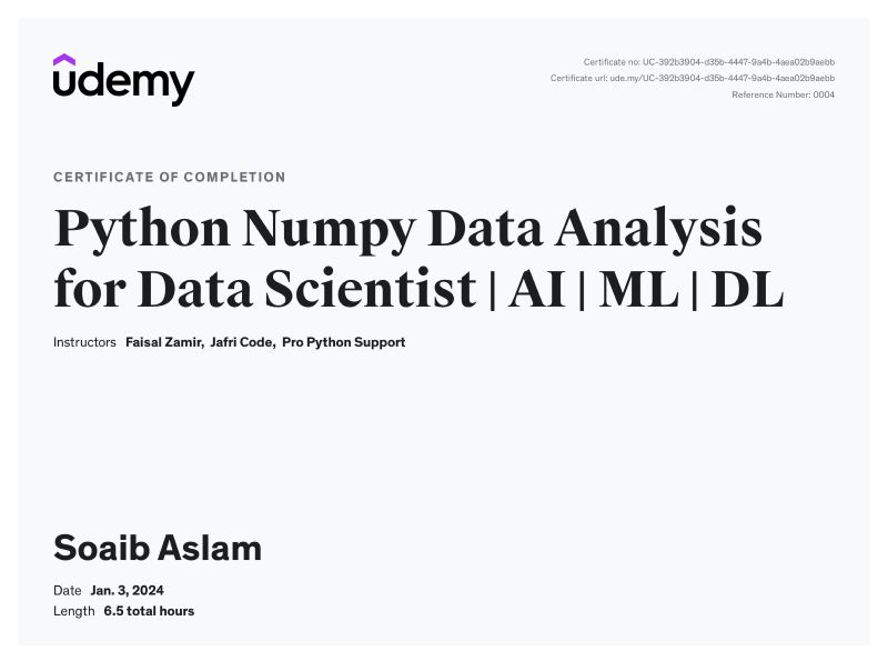 soaib aslam on LinkedIn: #udemy #numpy #pythonprogramming soaib aslam on LinkedIn: #udemy #numpy #pythonprogramming