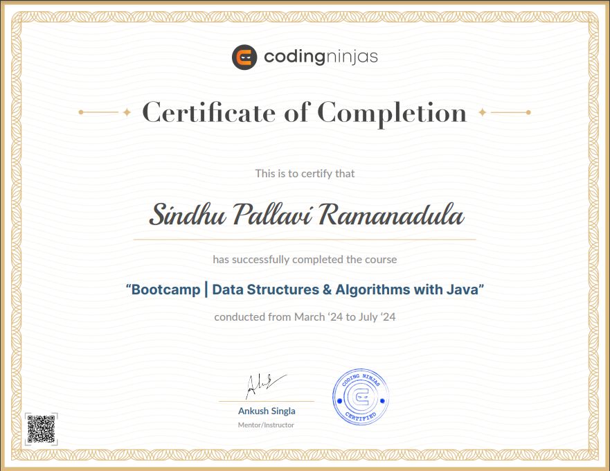 Graduated with Data Structures and Algorithms from Coding Ninjas ... Graduated with Data Structures and Algorithms from Coding Ninjas ...
