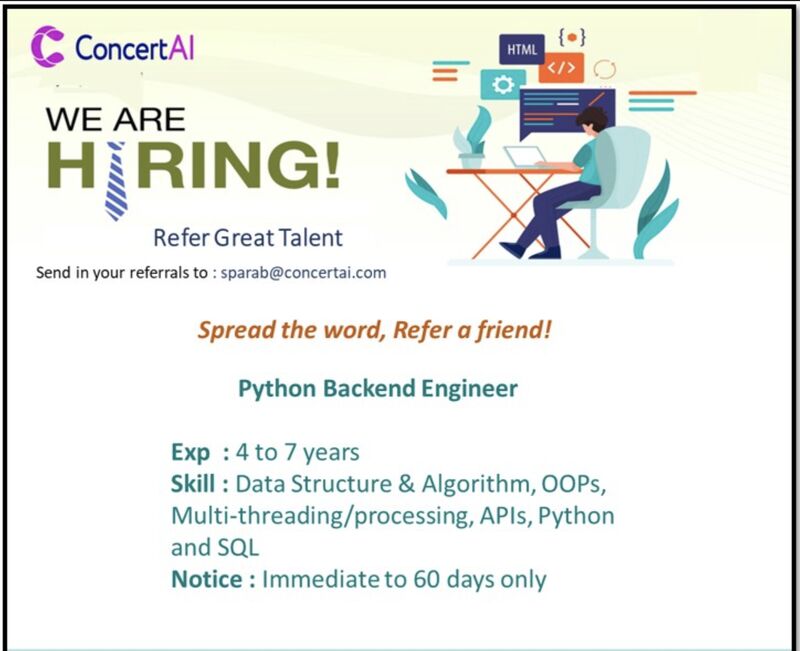 Mayank Porwal on LinkedIn: #hiring #pythondeveloperjobs #concertai Mayank Porwal on LinkedIn: #hiring #pythondeveloperjobs #concertai