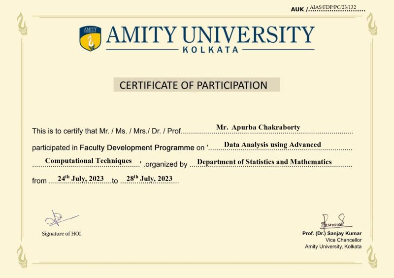 Apurba Chakraborty on LinkedIn: FDP on Data Analysis Using Advanced ... Apurba Chakraborty on LinkedIn: FDP on Data Analysis Using Advanced ...