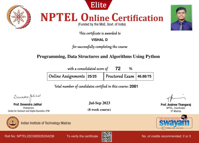 Vishal Dhanasekar on LinkedIn: #nptel #nptel #python #datastructures # ... Vishal Dhanasekar on LinkedIn: #nptel #nptel #python #datastructures # ...