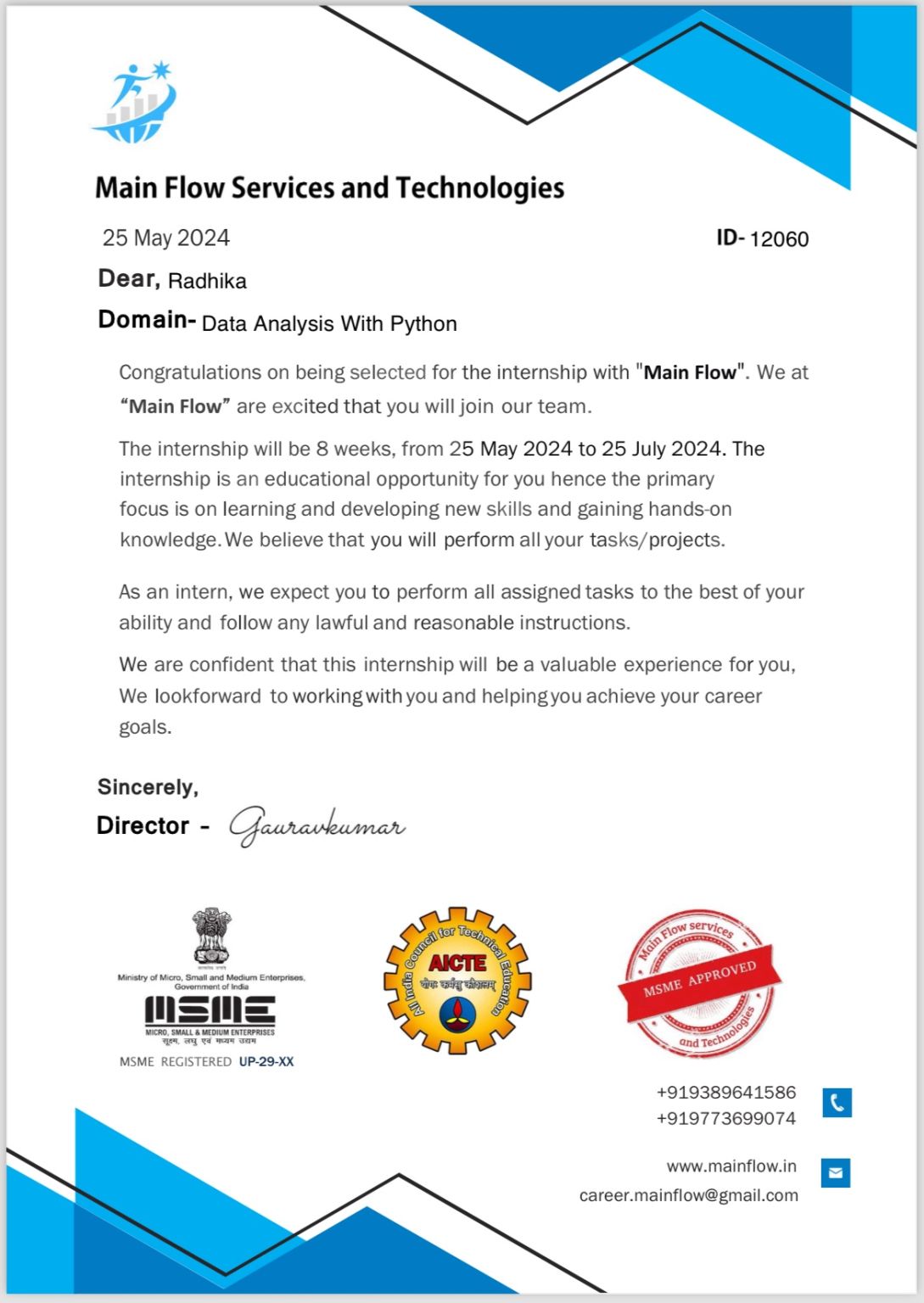 Accepted Data Analyst position at Main Flow | Radhika Goel posted on ... Accepted Data Analyst position at Main Flow | Radhika Goel posted on ...