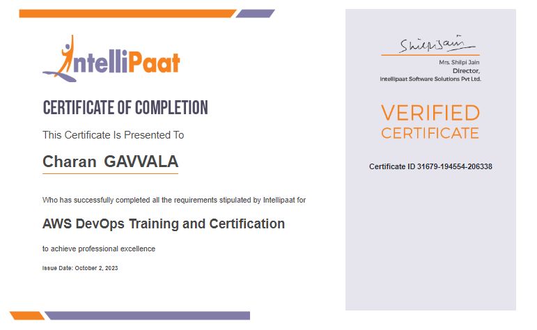 CHARAN GAVVALA on LinkedIn: #aws #devops #certification #intellipaat CHARAN GAVVALA on LinkedIn: #aws #devops #certification #intellipaat