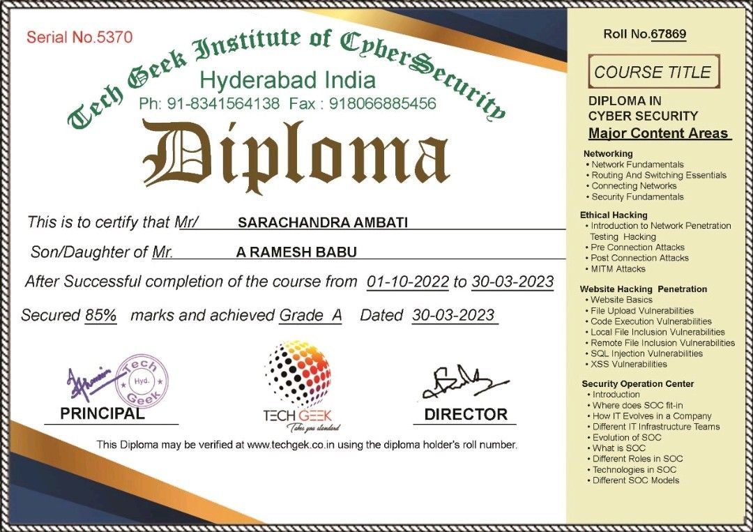 Sarachandra Ambati on LinkedIn: completed the Cyber Security course in ... Sarachandra Ambati on LinkedIn: completed the Cyber Security course in ...