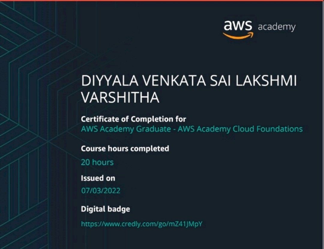 Diyyala Venkata Sai Lakshmi Varshitha on LinkedIn: Hello Everyone,I am ... Diyyala Venkata Sai Lakshmi Varshitha on LinkedIn: Hello Everyone,I am ...
