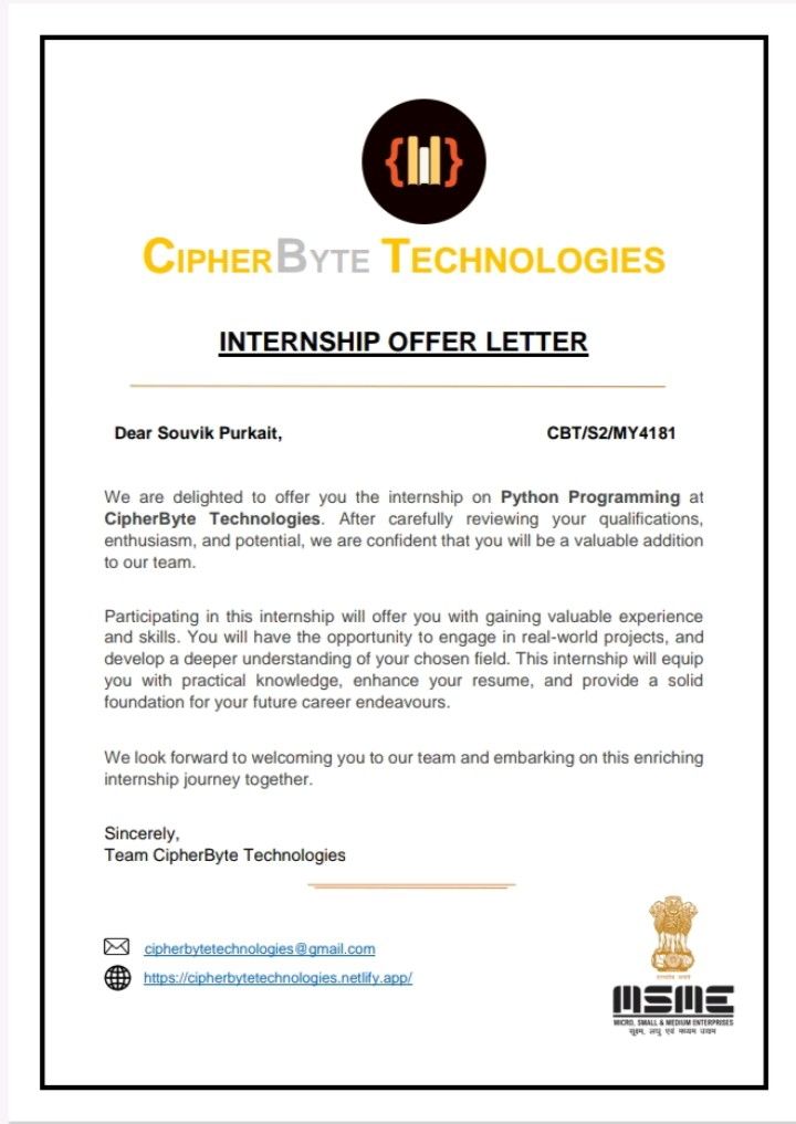 Souvik Purkait on LinkedIn: #python #internship #project Souvik Purkait on LinkedIn: #python #internship #project