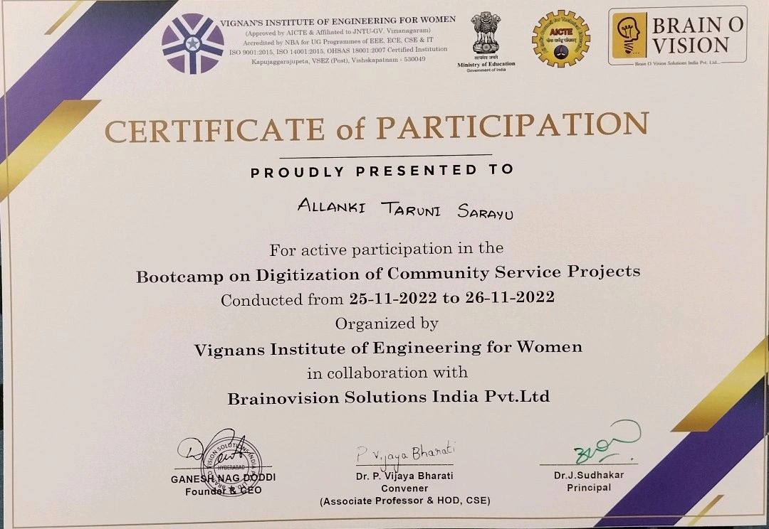 Allanki Taruni Sarayu on LinkedIn: #brainovision Allanki Taruni Sarayu on LinkedIn: #brainovision
