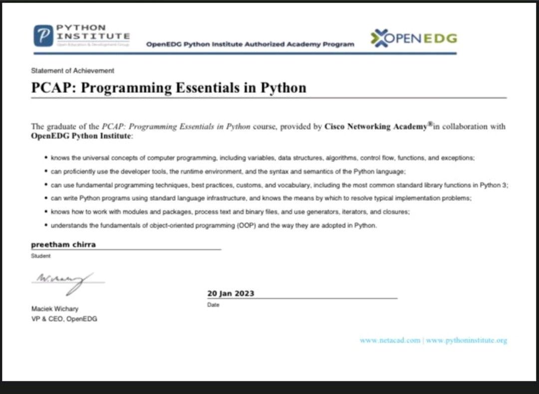 Chirra Preetham on LinkedIn: #python #pythonprogramming Chirra Preetham on LinkedIn: #python #pythonprogramming