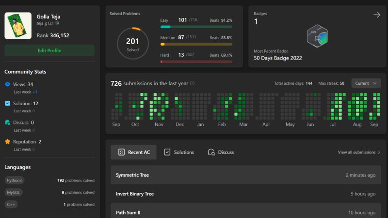 TEJA GOLLA on LinkedIn: #leetcode #codingmilestone #consistency # ... TEJA GOLLA on LinkedIn: #leetcode #codingmilestone #consistency # ...