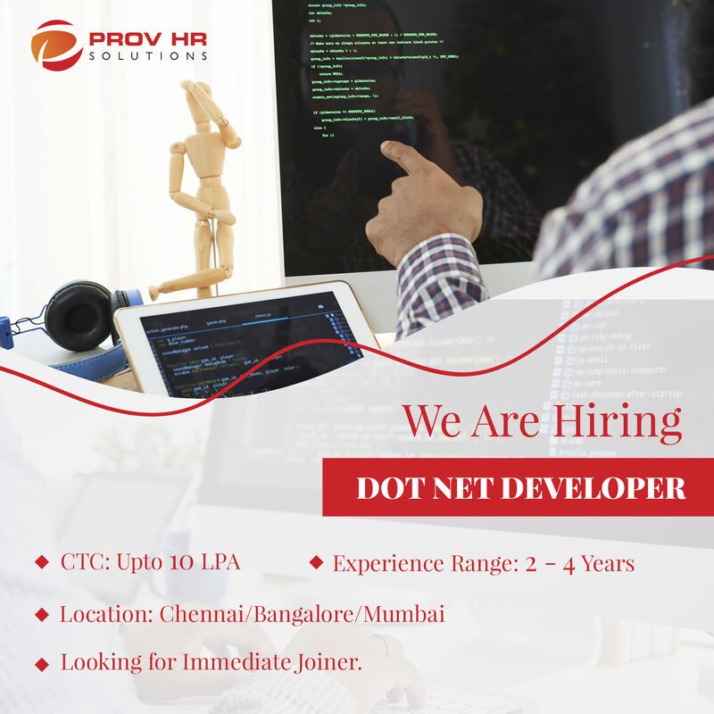 Sruthi Krishna on LinkedIn: We are hiring dotnet developer for the ... Sruthi Krishna on LinkedIn: We are hiring dotnet developer for the ...