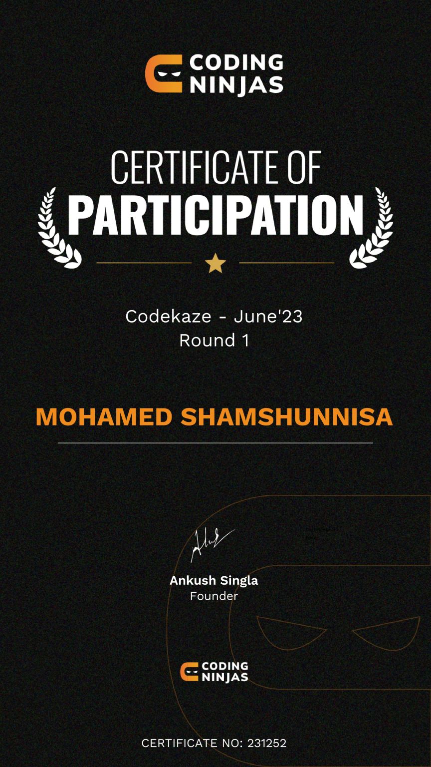 MOHAMED SHAMSHUNNISA on LinkedIn: #codingchallenge #coding MOHAMED SHAMSHUNNISA on LinkedIn: #codingchallenge #coding