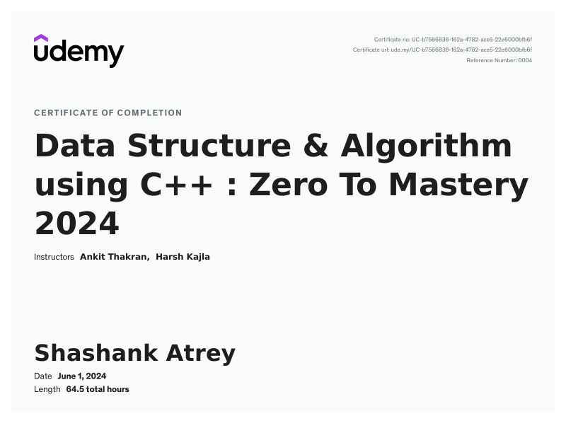 Shashank Atrey on LinkedIn: #datastructures #algorithms #cpp #udemy # ... Shashank Atrey on LinkedIn: #datastructures #algorithms #cpp #udemy # ...