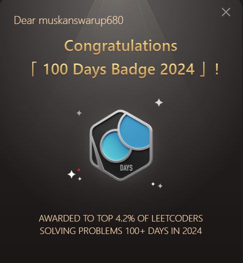 Muskan Swarup on LinkedIn: #100days #leetcode #100daysofcode Muskan Swarup on LinkedIn: #100days #leetcode #100daysofcode