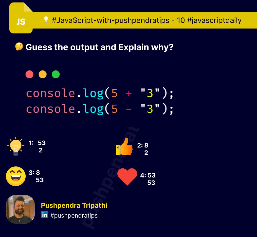 Pushpendra Tripathi on LinkedIn: #javascript #javascriptdaily # ... Pushpendra Tripathi on LinkedIn: #javascript #javascriptdaily # ...