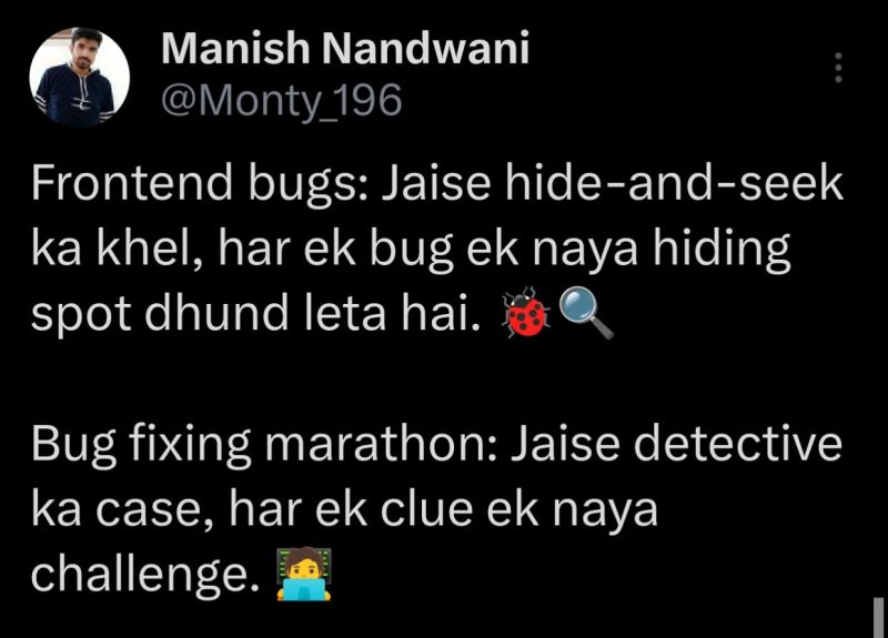 Manish Nandwani on LinkedIn: #bug #code #theory #scenarios #document # ... Manish Nandwani on LinkedIn: #bug #code #theory #scenarios #document # ...