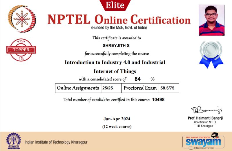 Shreyjith S on LinkedIn: #nptel #iot Shreyjith S on LinkedIn: #nptel #iot