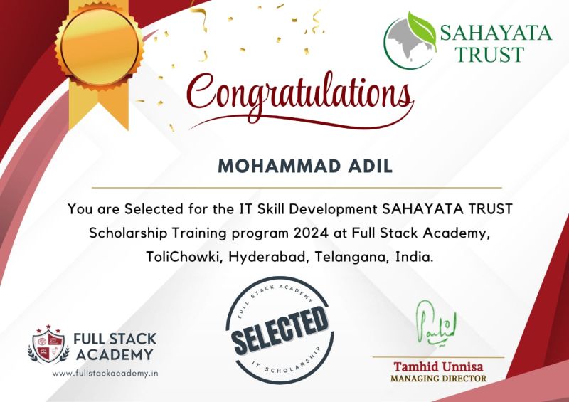 Md Adil on LinkedIn: #fullstackacademy #sahayatatrust Md Adil on LinkedIn: #fullstackacademy #sahayatatrust