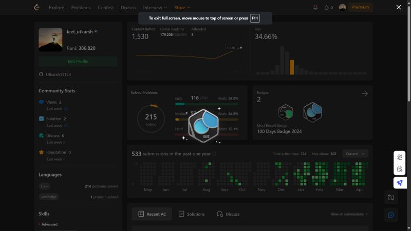 Utkarsh Pandey on LinkedIn: #leetcode #codingjourney #continuousimprovement Utkarsh Pandey on LinkedIn: #leetcode #codingjourney #continuousimprovement
