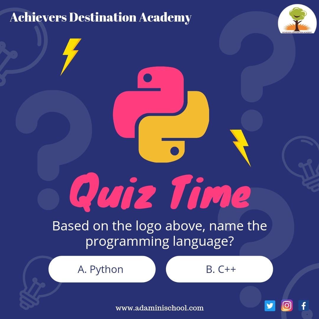 Achievers Destination Academy on LinkedIn: #pythonquiz #pythonlearning ... Achievers Destination Academy on LinkedIn: #pythonquiz #pythonlearning ...
