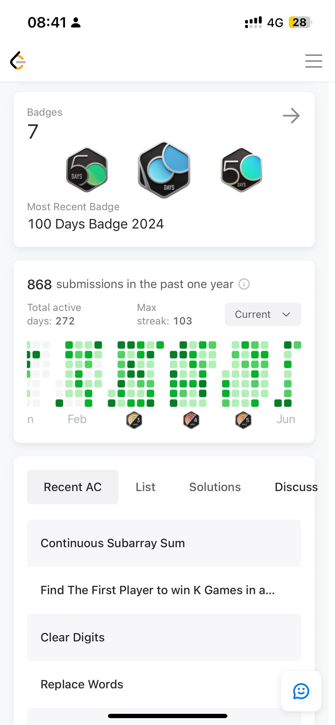 Manish Kumar on LinkedIn: #103days #coding #leetcode #achievement # ... Manish Kumar on LinkedIn: #103days #coding #leetcode #achievement # ...
