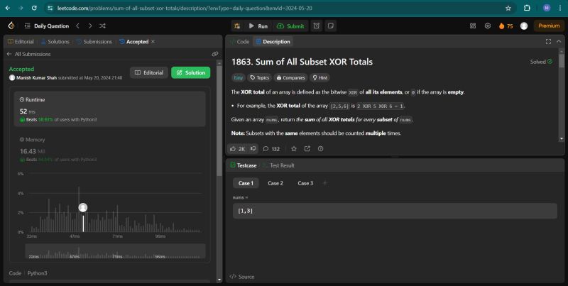 Resolved LeetCode problem 1863 | Manish Kumar Shah posted on the topic ... Resolved LeetCode problem 1863 | Manish Kumar Shah posted on the topic ...