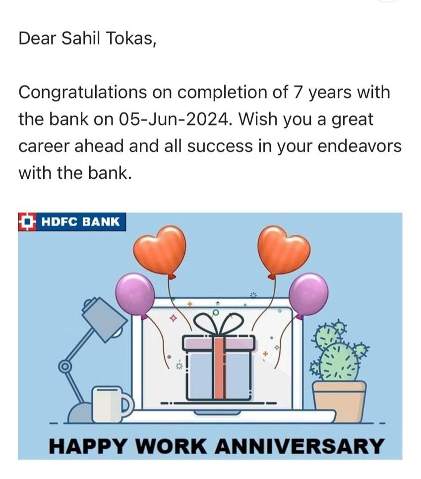 Sahil Tokas on LinkedIn: Celebrating 7 Years with Hdfc Bank! Sahil Tokas on LinkedIn: Celebrating 7 Years with Hdfc Bank!