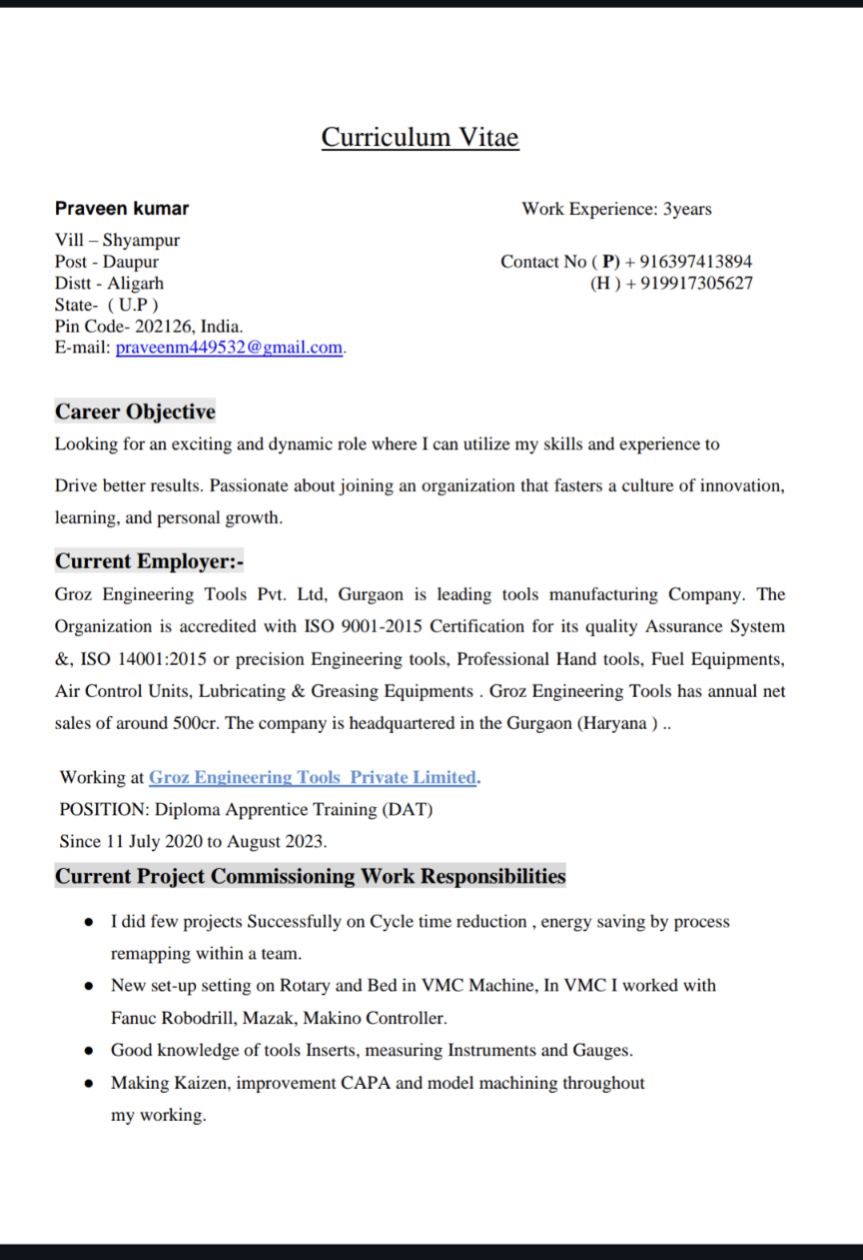 Praveen Kumar on LinkedIn: Dear hiring team and HR kindly find my ... Praveen Kumar on LinkedIn: Dear hiring team and HR kindly find my ...