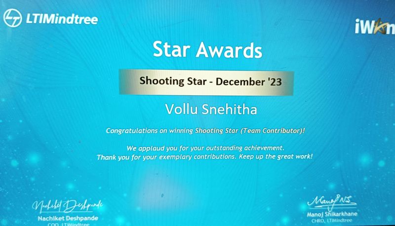 V Snehitha on LinkedIn: #ltimindtree #awardsandrecognition V Snehitha on LinkedIn: #ltimindtree #awardsandrecognition
