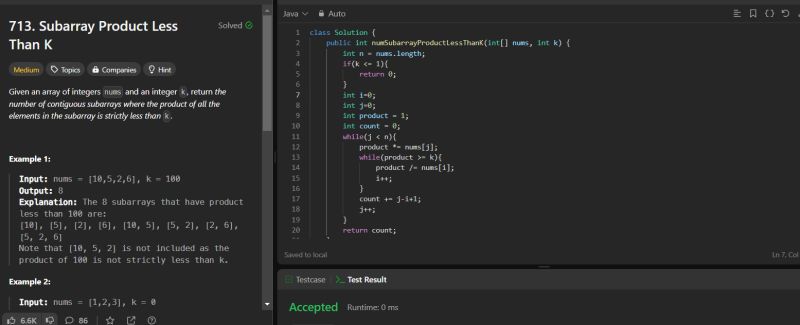 Day 162 of #365daysofcodechallenge: Subarray Product less than k ... Day 162 of #365daysofcodechallenge: Subarray Product less than k ...
