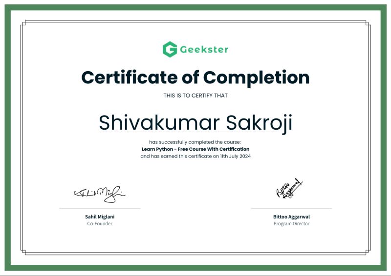 Shivakumar Sakroji on LinkedIn: #geekster #geekster #python # ... Shivakumar Sakroji on LinkedIn: #geekster #geekster #python # ...