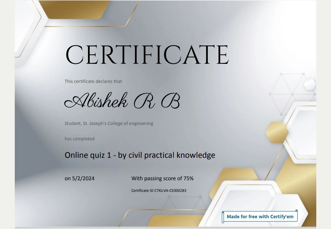 Abishek R B on LinkedIn: I had scored 75% in Civil application Quiz ... Abishek R B on LinkedIn: I had scored 75% in Civil application Quiz ...