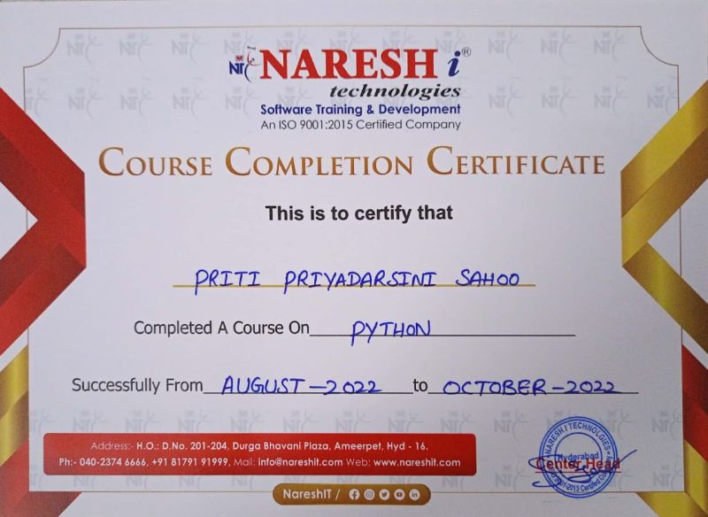 Priti sahoo on LinkedIn: Completed comprehensive Python programming ... Priti sahoo on LinkedIn: Completed comprehensive Python programming ...