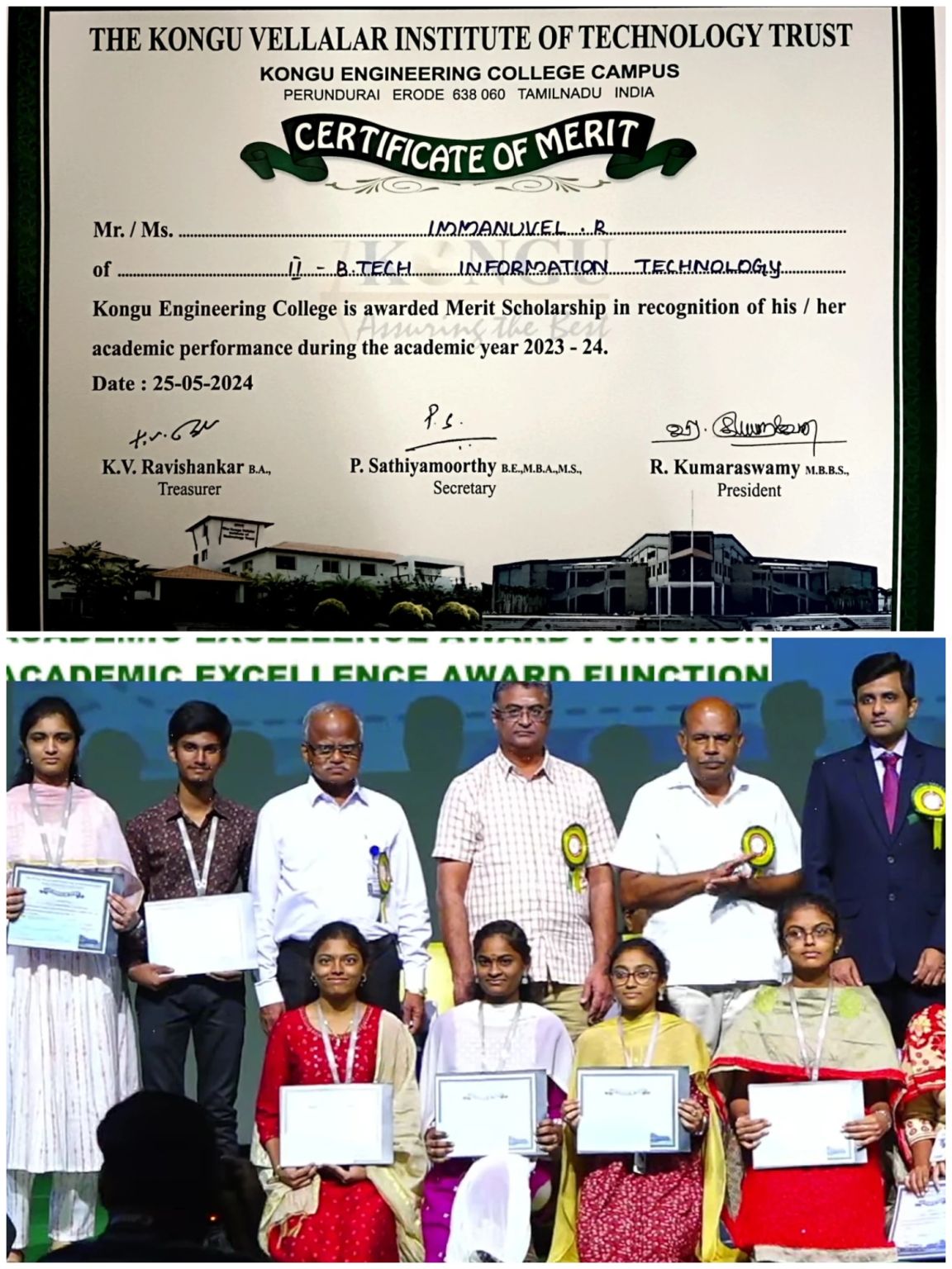 Immanuvel R on LinkedIn: 🏆 Honored with Academic Excellence Award! 🏆 I ... Immanuvel R on LinkedIn: 🏆 Honored with Academic Excellence Award! 🏆 I ...