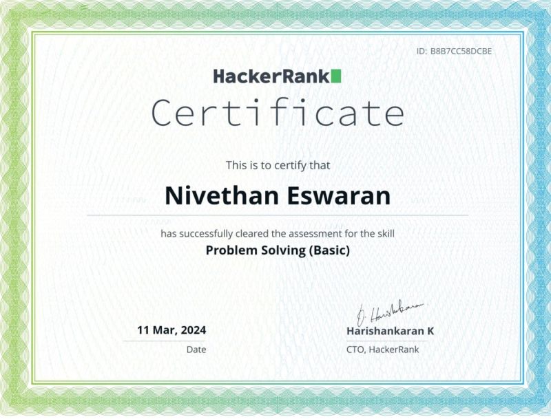 Nivethan Eswaran on LinkedIn: #hackerrank #problemsolving # ... Nivethan Eswaran on LinkedIn: #hackerrank #problemsolving # ...