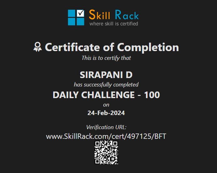 SIRAPANI D on LinkedIn: #skillrack #python #cprogramming # ... SIRAPANI D on LinkedIn: #skillrack #python #cprogramming # ...