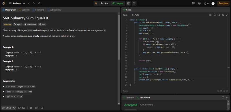 POOJASHREE K on LinkedIn: #day17 #100daysofcode #javadsa #subarraysum # ... POOJASHREE K on LinkedIn: #day17 #100daysofcode #javadsa #subarraysum # ...