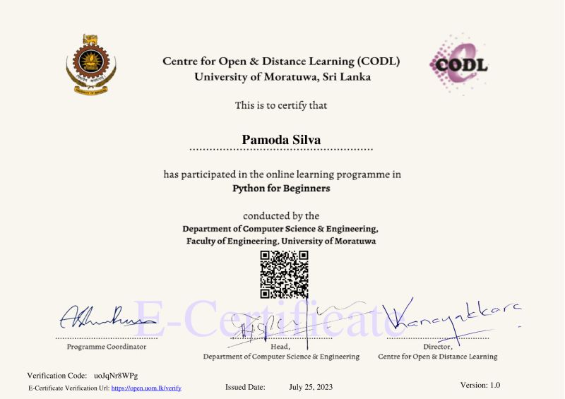 Pamoda Rasangi on LinkedIn: #python #pythonlearning #programminglanguage Pamoda Rasangi on LinkedIn: #python #pythonlearning #programminglanguage