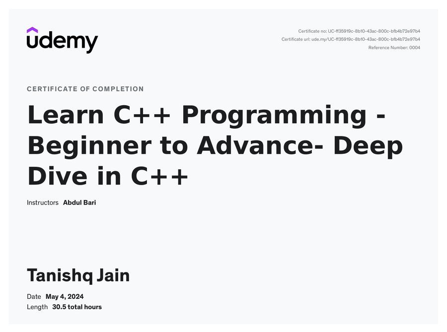 Tanishq Jain on LinkedIn: #cplusplus #learning #coding #cpp #programming Tanishq Jain on LinkedIn: #cplusplus #learning #coding #cpp #programming