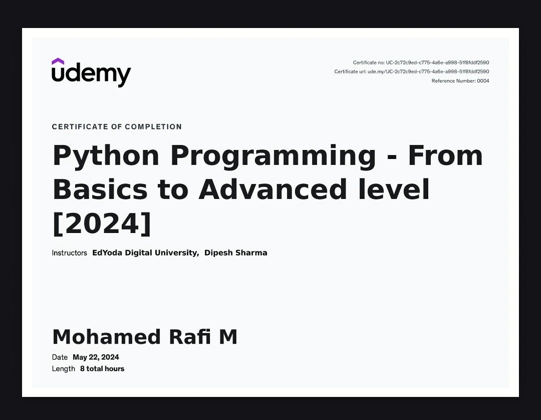 Mohamed Rafi M on LinkedIn: #python #programming #learning #coding # ... Mohamed Rafi M on LinkedIn: #python #programming #learning #coding # ...