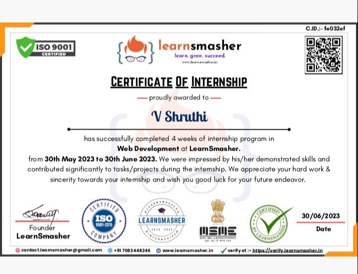 Shruthi V on LinkedIn: #webdevelopment #internship #webdevelopment Shruthi V on LinkedIn: #webdevelopment #internship #webdevelopment