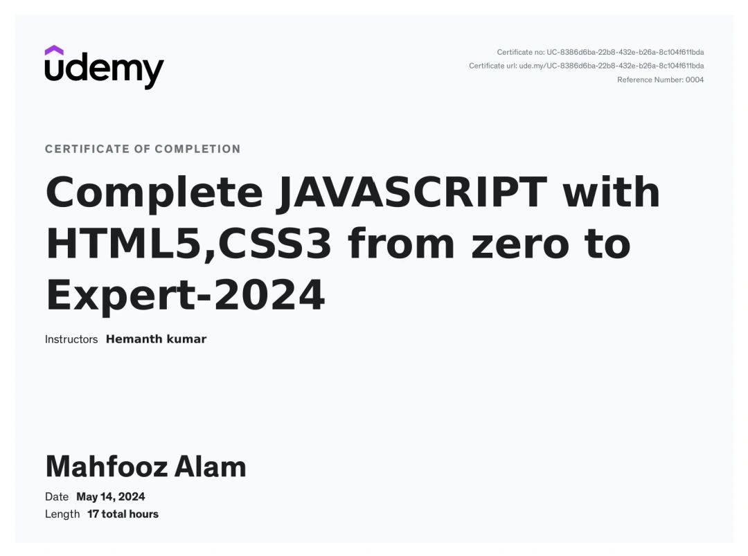 Mahfooz Alam on LinkedIn: #udemy #javascript #html5 #css3 Mahfooz Alam on LinkedIn: #udemy #javascript #html5 #css3